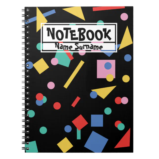 Retro 80s pop art geometric shapes notebook | Zazzle