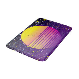 Retro 80's Purple Yellow Sun Bath Mat | Zazzle