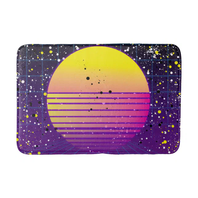 Retro 80's Purple Yellow Sun Bath Mat | Zazzle