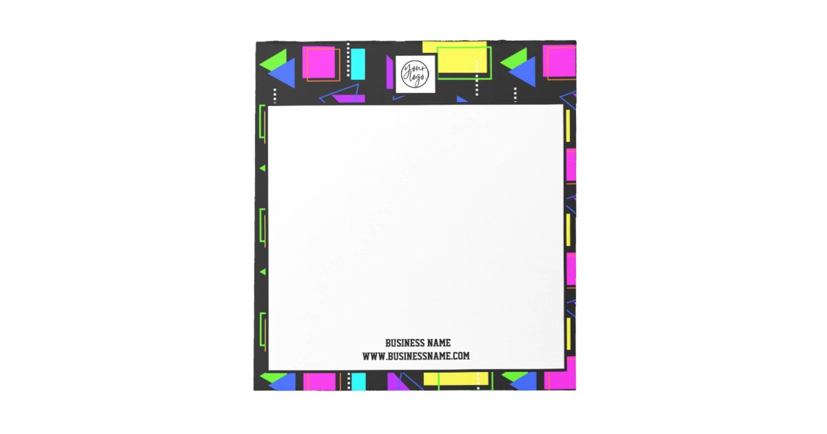 RETRO 80S SHAPE PATTERN BUSINESS COMPANY LOGO NOTEPAD | Zazzle