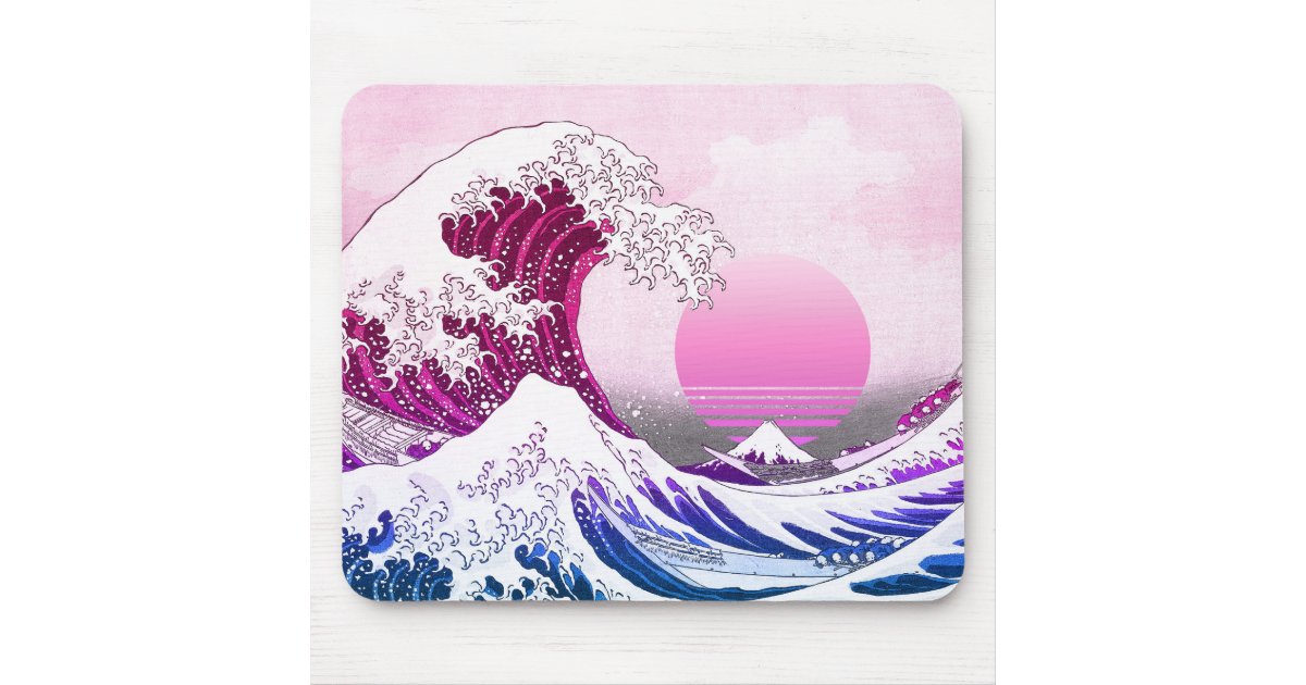 Retro 80s Vaporwave Great Wave Mouse Pad | Zazzle