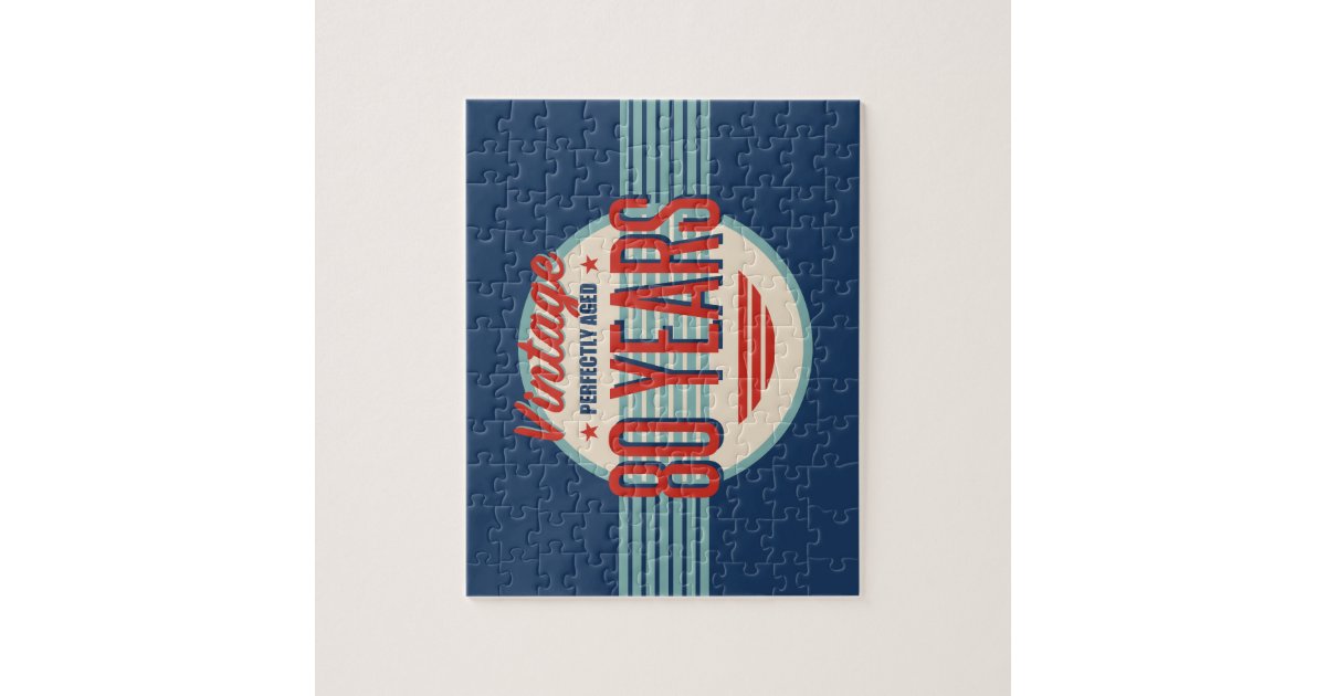 Retro 80th Birthday Jigsaw Puzzle | Zazzle