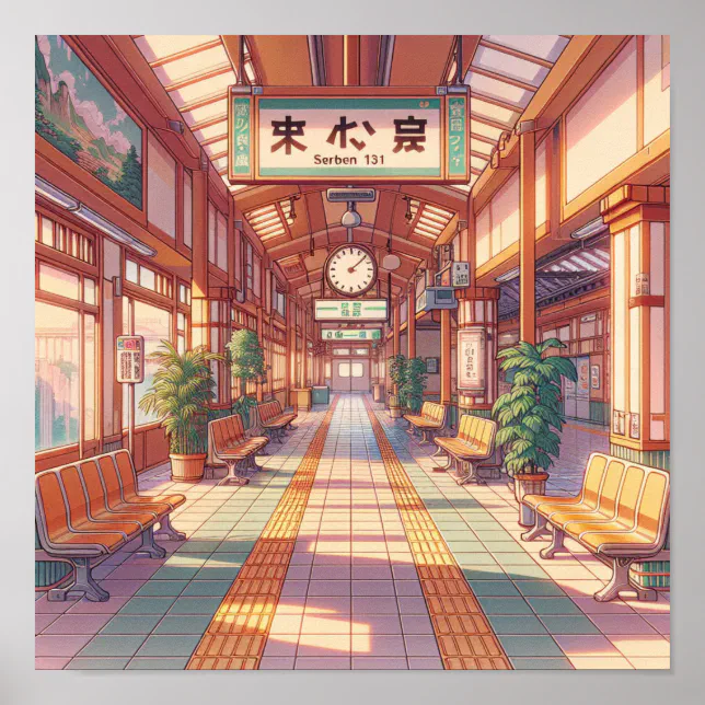 Retro 90s Anime Japan Train Station Poster | Zazzle