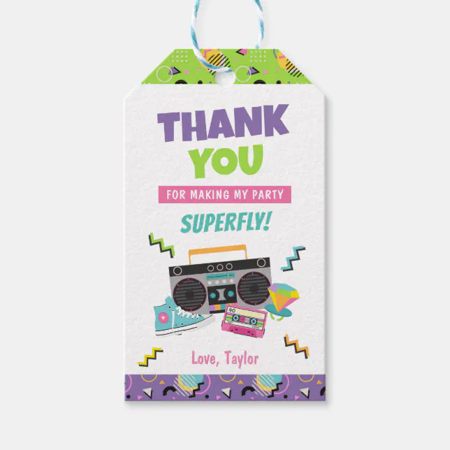 Retro 90s Birthday Party Favor Tags | Zazzle