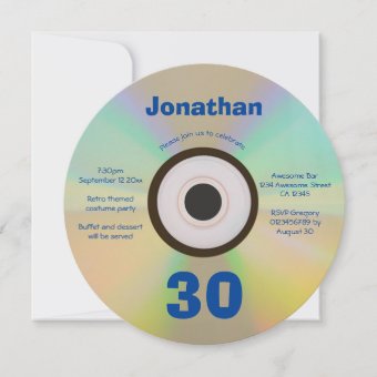 Retro 90s Music Themed 30th Birthday Party Faux CD Invitation | Zazzle