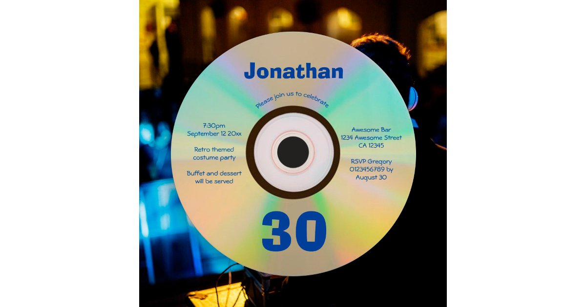 Retro 90s Music Themed 30th Birthday Party Faux CD Invitation | Zazzle