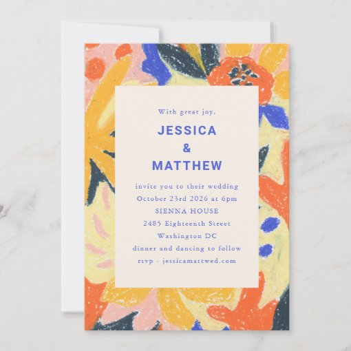 Retro Abstract Botanical Fun Wedding All In One Invitation | Zazzle