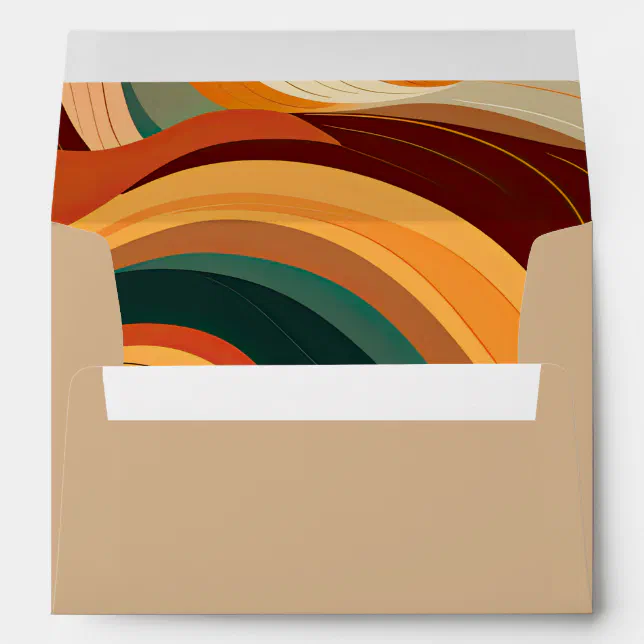 Retro Abstract Earthy Terracotta Orange Wedding Envelope | Zazzle