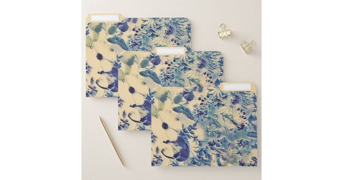 Retro Abstract Flowers Butterfly Artwork Garden File Folder | Zazzle