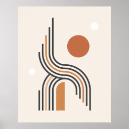 Retro abstract geometric art lines arches circles poster | Zazzle