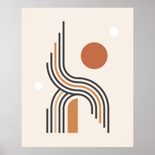Retro abstract geometric art lines arches circles poster | Zazzle