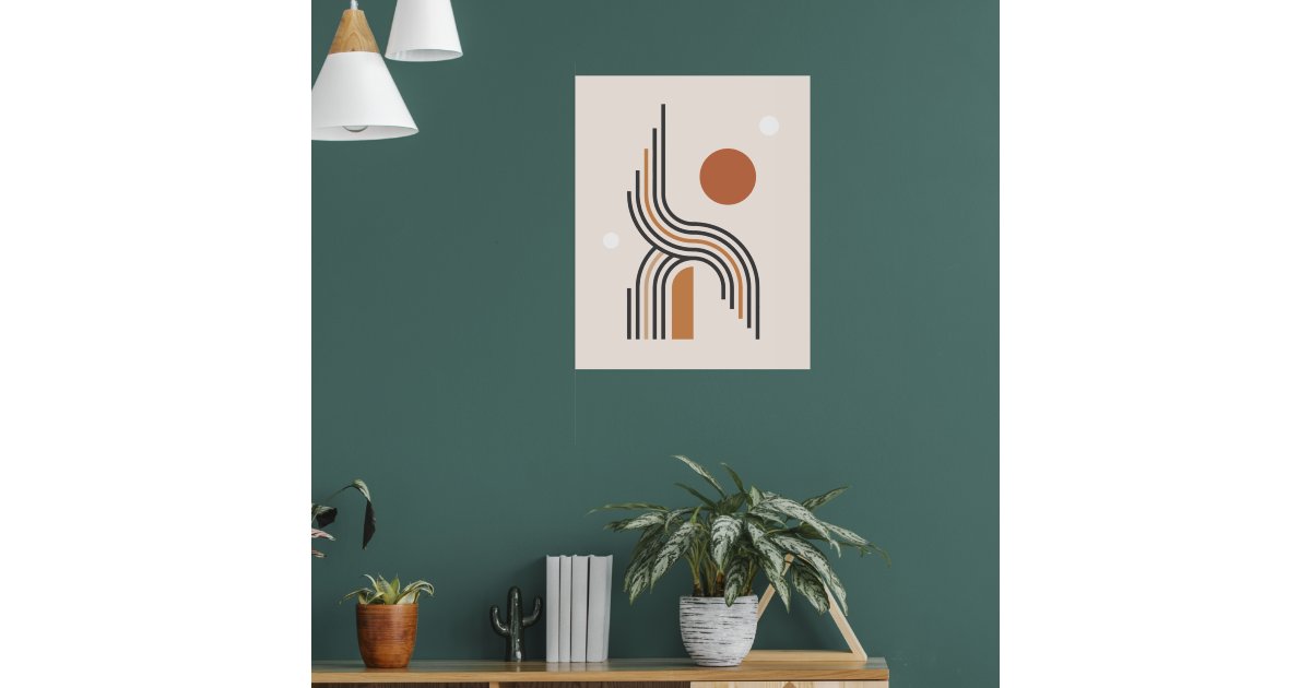 Retro abstract geometric art lines arches circles poster | Zazzle