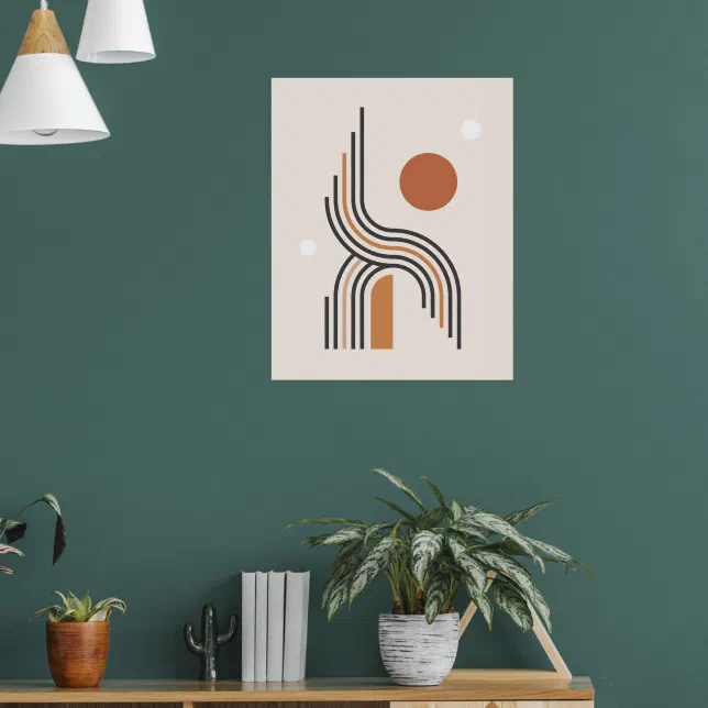 Retro abstract geometric art lines arches circles poster | Zazzle