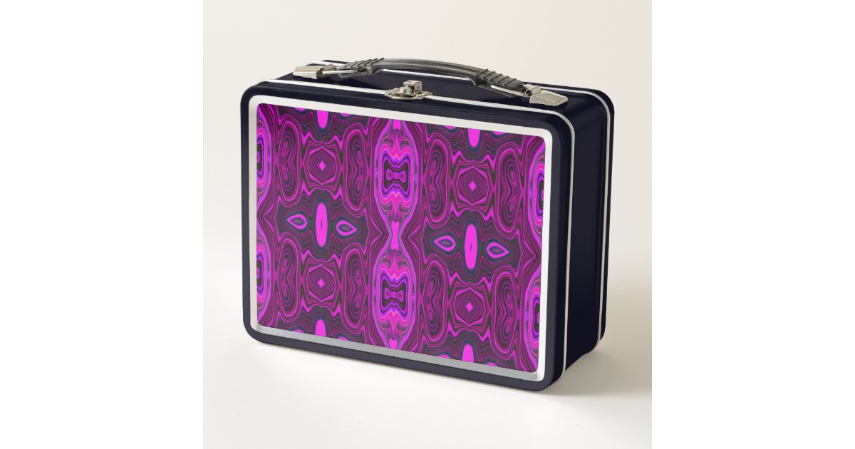 Retro Abstract Hot Pink And Magenta Pattern Metal Lunch Box Zazzle