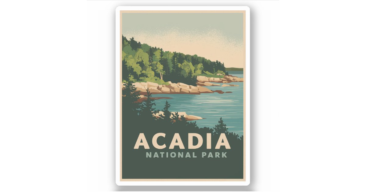 Retro Acadia National Park Bar Harbor Sticker | Zazzle