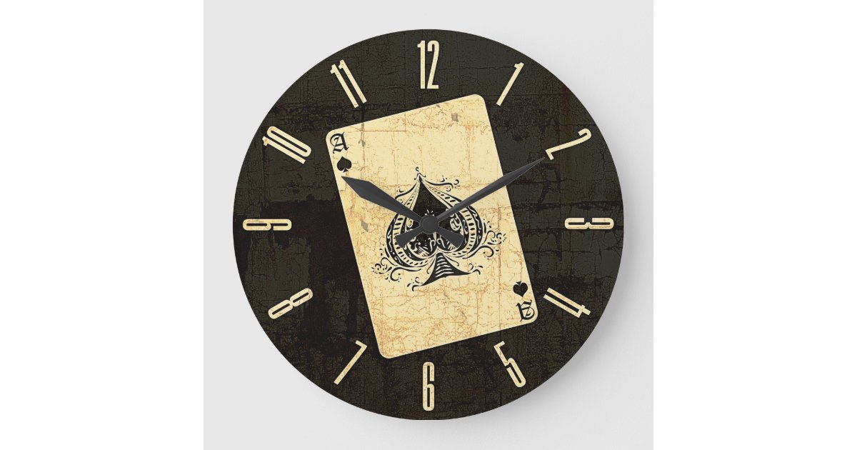 Retro Ace Of Spades Large Clock | Zazzle