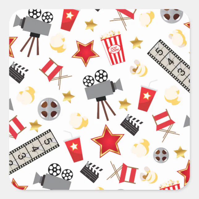Retro Acting Movies Theatre/Theater Square Sticker | Zazzle