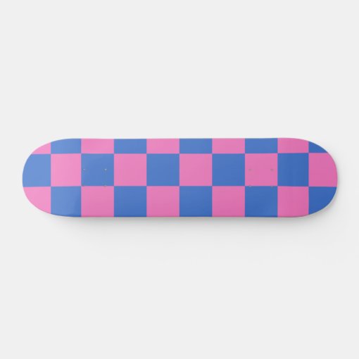 Retro Aesthetic Checkerboard Pattern Pink and Blue Skateboard | Zazzle