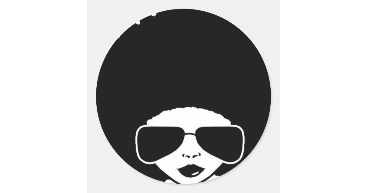 retro Afro girl Classic Round Sticker | Zazzle