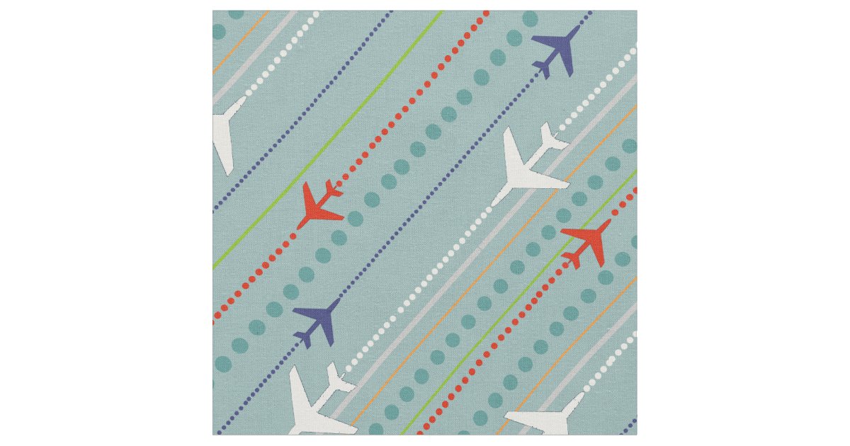 Retro Airplane Pattern Fabric | Zazzle
