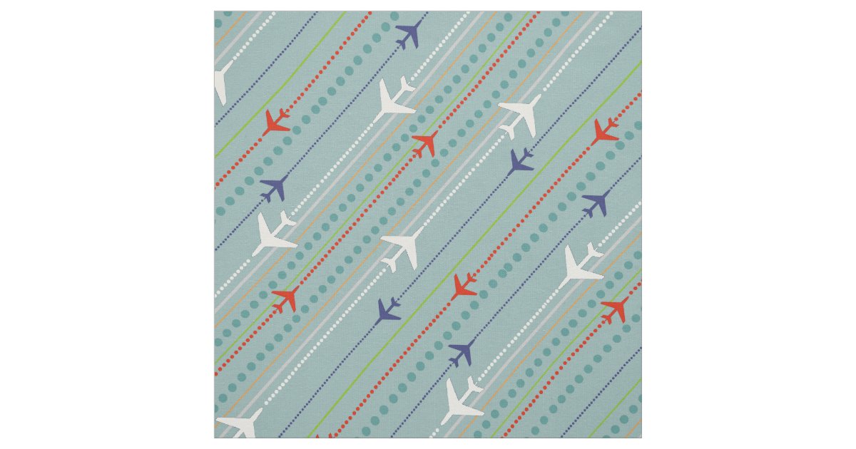 Retro Airplane Pattern Fabric | Zazzle