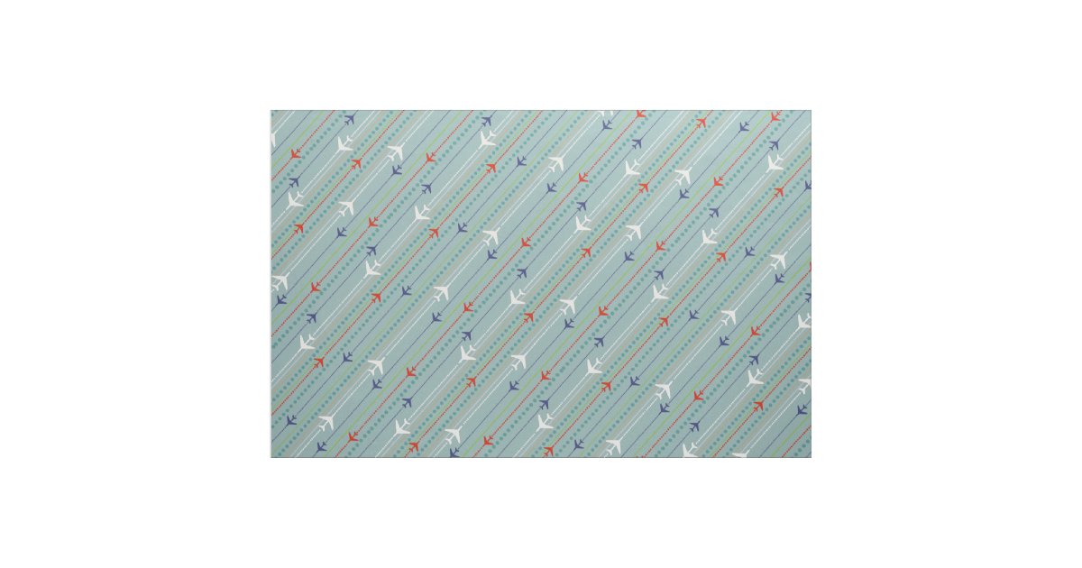 Retro Airplane Pattern Fabric | Zazzle