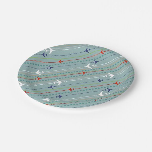 Retro Airplane Pattern Paper Plates | Zazzle