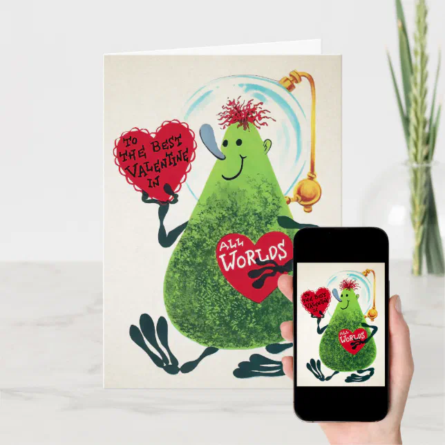 Retro Alien Valentine's Day Card | Zazzle