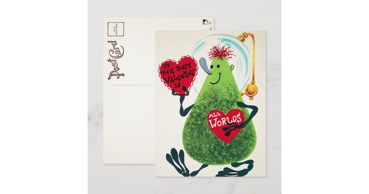 Retro Alien Valentine's Day Postcard | Zazzle