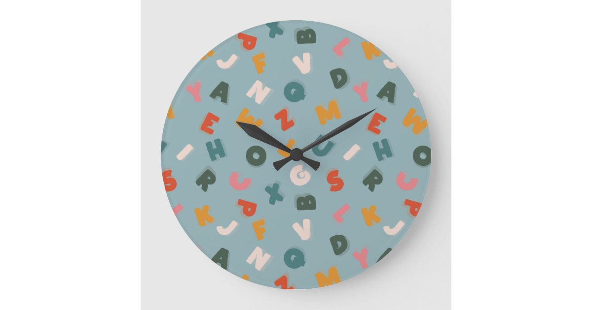 retro alphabet soup kids large clock | Zazzle