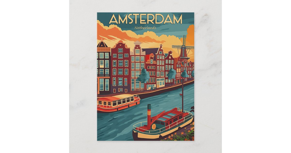 Retro Amsterdam, Netherlands Postcard | Zazzle