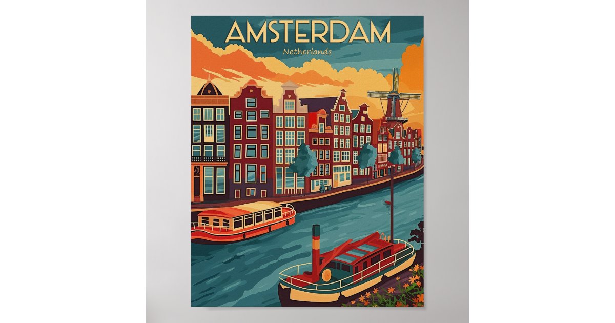 Retro Amsterdam, Netherlands Poster | Zazzle