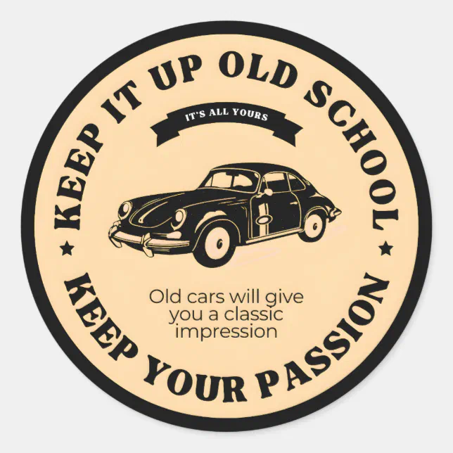 Retro and vintage cars classic round sticker | Zazzle