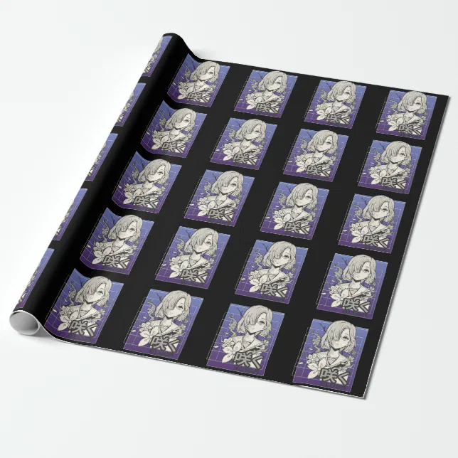 Retro Anime Girl Otaku Manga Comic Teen Japanese Wrapping Paper | Zazzle