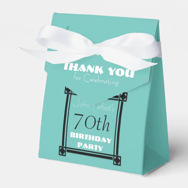 Retro Aqua 70th birthday Party Favor Box | Zazzle