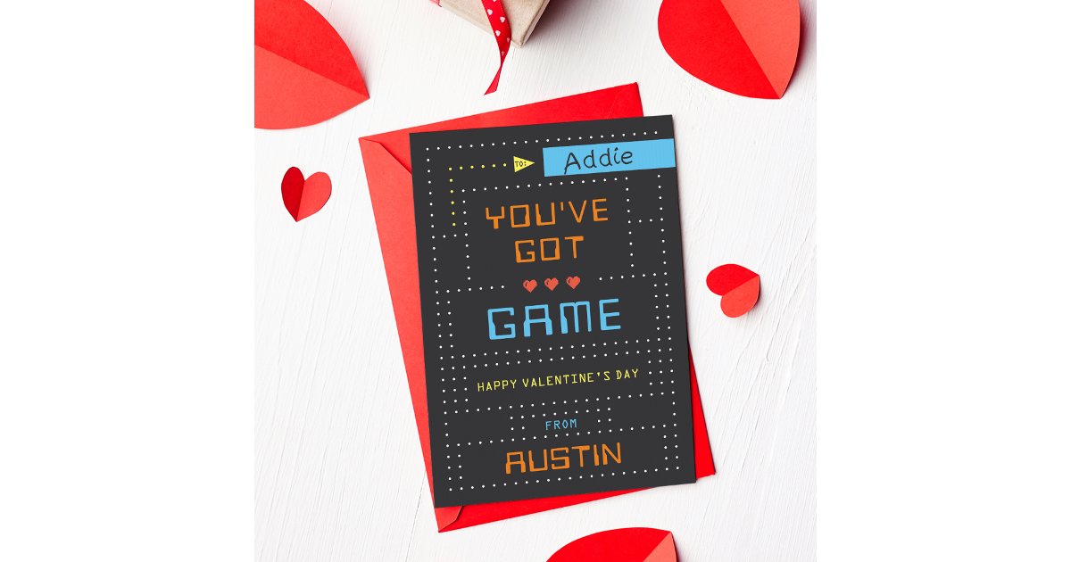 Retro Arcade Game Classroom Valentine's Day Card | Zazzle