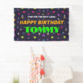Retro Arcade Game Pattern Birthday Party Banner | Zazzle