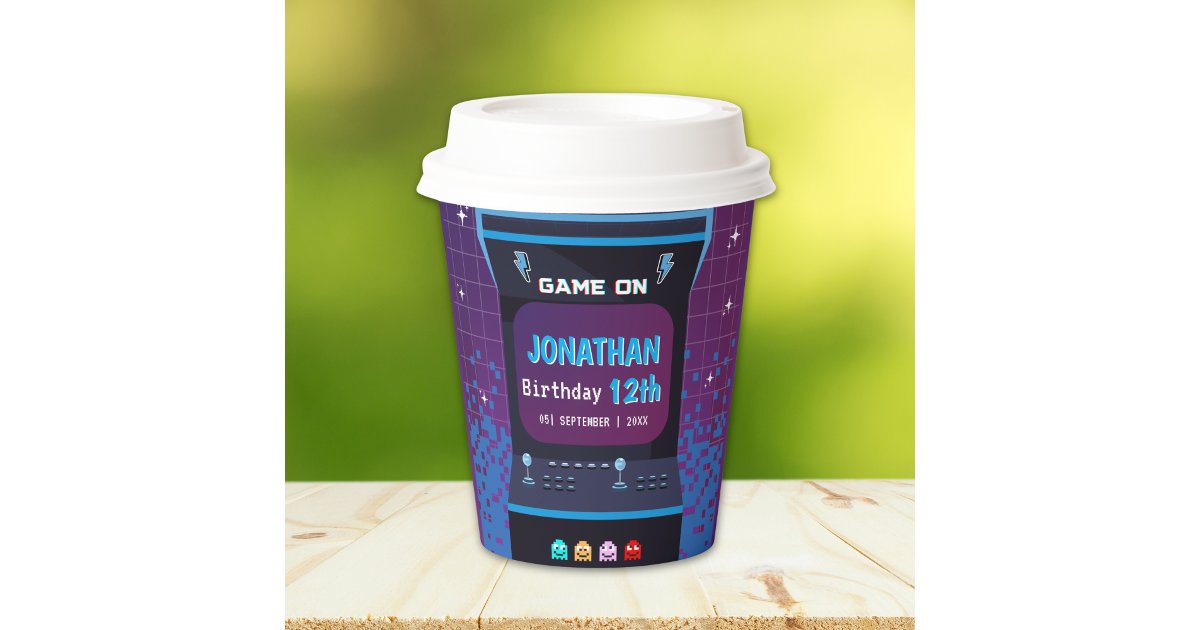Retro Arcade Paper | Game On Birthday Party Paper Cups | Zazzle