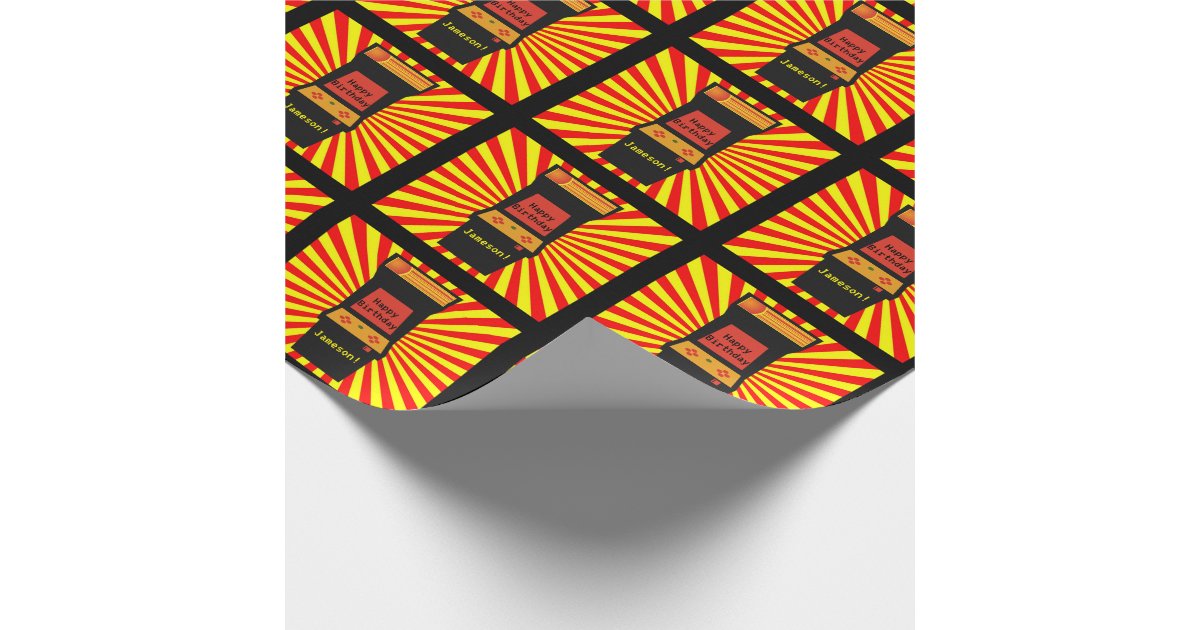 Retro Arcade Video Game Personalized Birthday Wrapping Paper | Zazzle