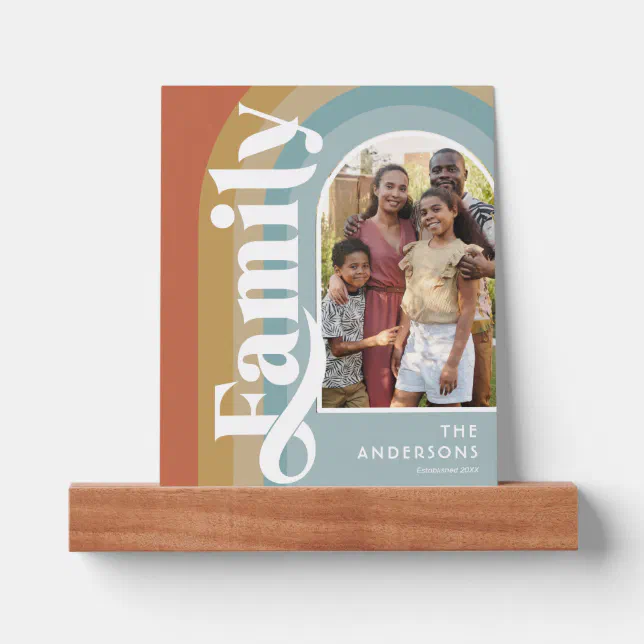 Retro Arch Family Name Picture Ledge | Zazzle
