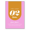 Retro Arch Pink & Yellow Couple's Fun Fact & Photo Table Number | Zazzle