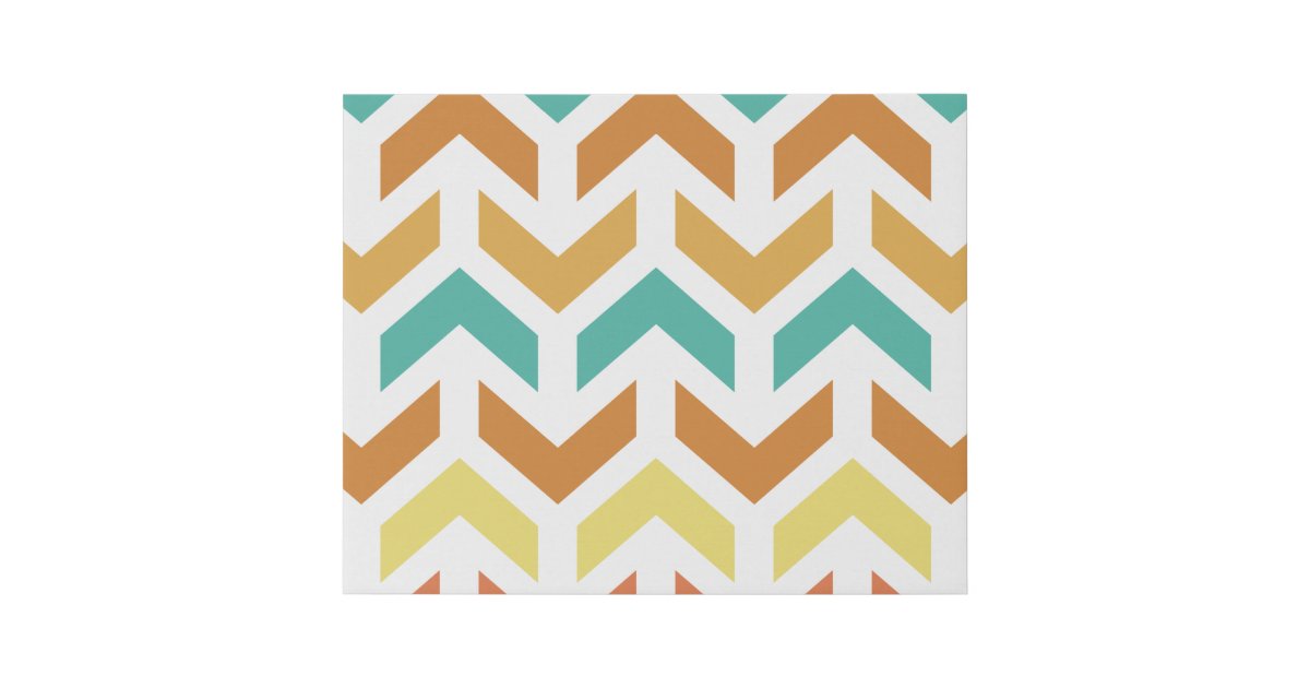 Retro Arrows Chevron Orange Teal Gold Pattern Faux Canvas Print | Zazzle