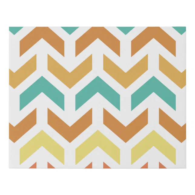 Retro Arrows Chevron Orange Teal Gold Pattern Faux Canvas Print | Zazzle