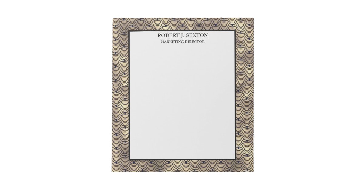 Retro Art Deco Gold and Black Rainbow Pattern Notepad | Zazzle