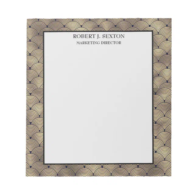 Retro Art Deco Gold and Black Rainbow Pattern Notepad | Zazzle