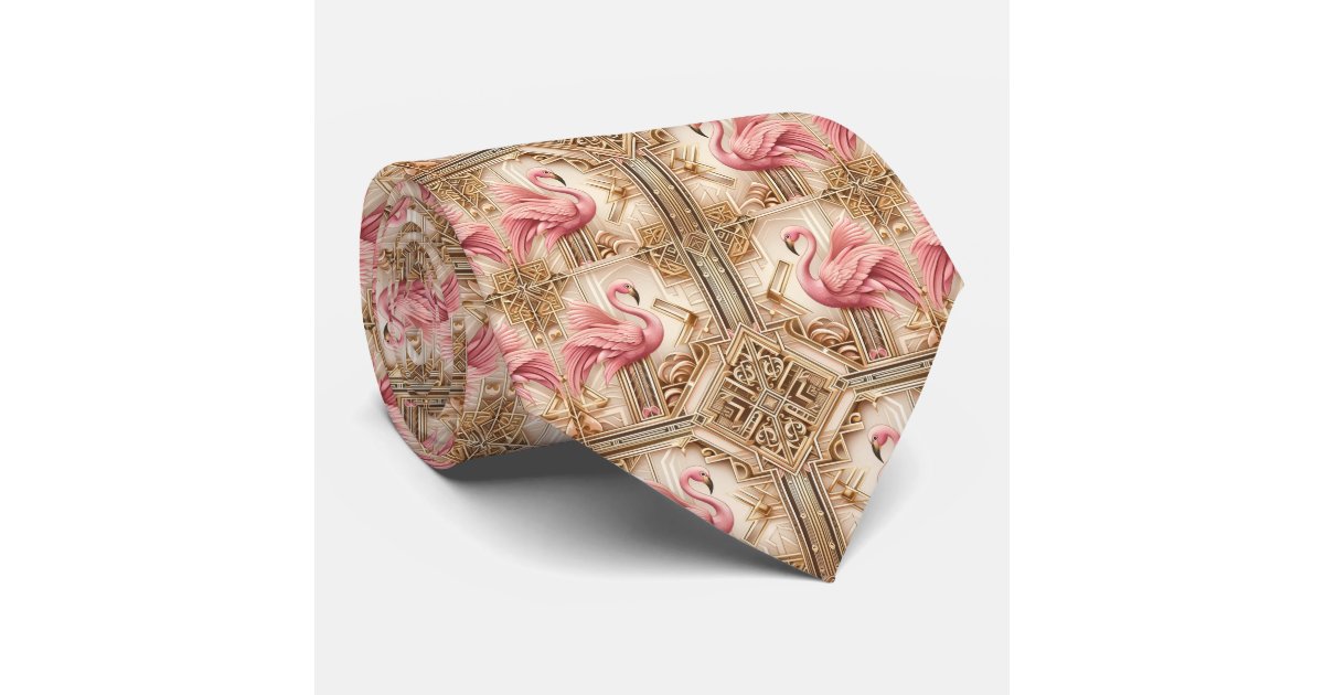 Retro Art Deco Pink Flamingos Neck Tie | Zazzle