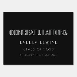 Retro art deco script grad Congratulations Sign | Zazzle