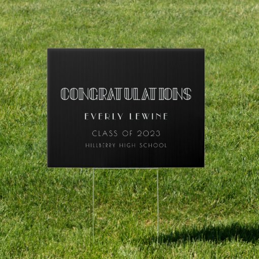 Retro art deco script grad Congratulations Sign | Zazzle