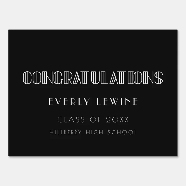 Retro art deco script grad Congratulations Sign | Zazzle