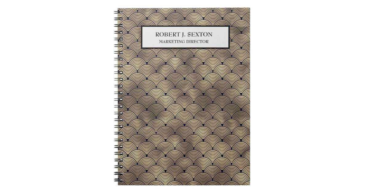 Retro Art Deco Style Gold and Black Rainbow Notebook | Zazzle